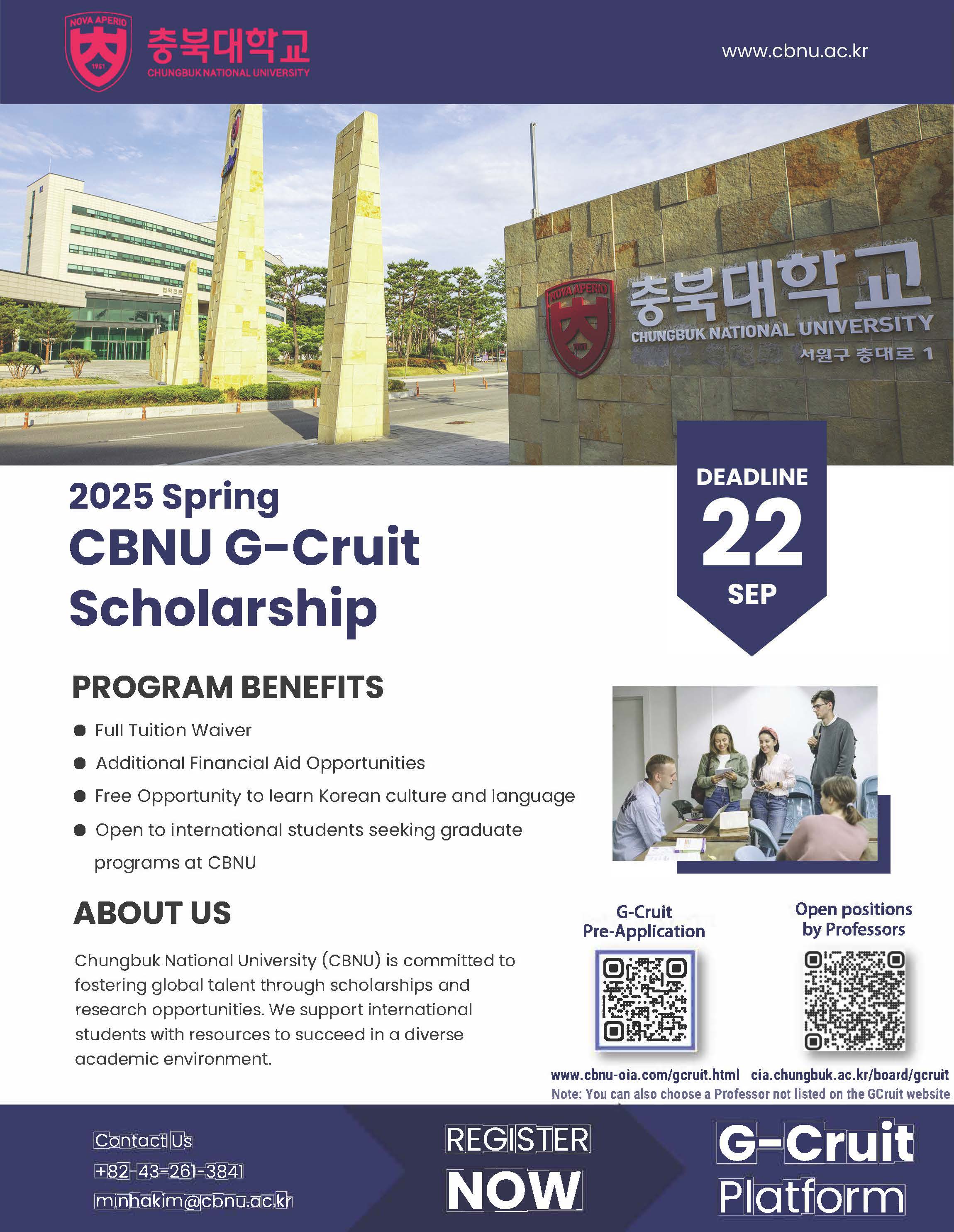 2025 Spring Graduate Admission G-Cruit Scholarship Preapplication Open: ~Sep. 22 상세보기|Notice ...