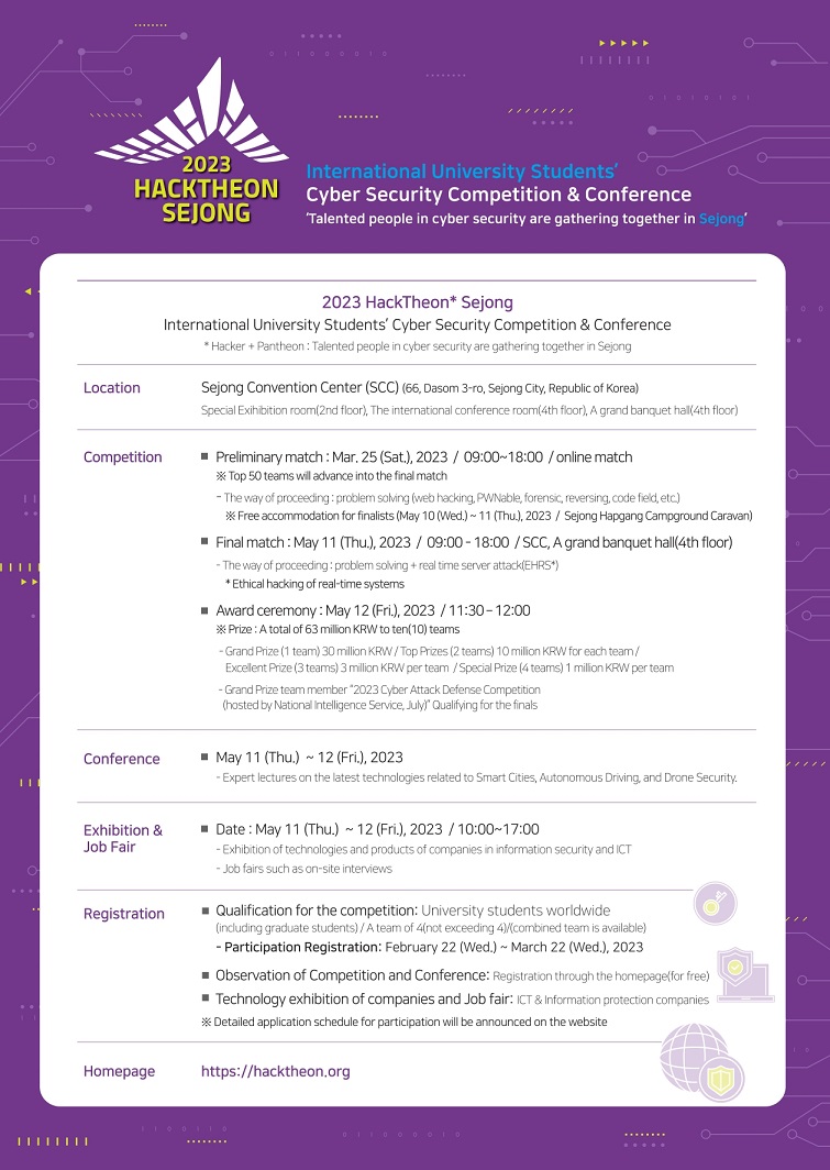 2023 HACKTHEON SEJONG Cyber Security Competition & Conference 상세보기 ...